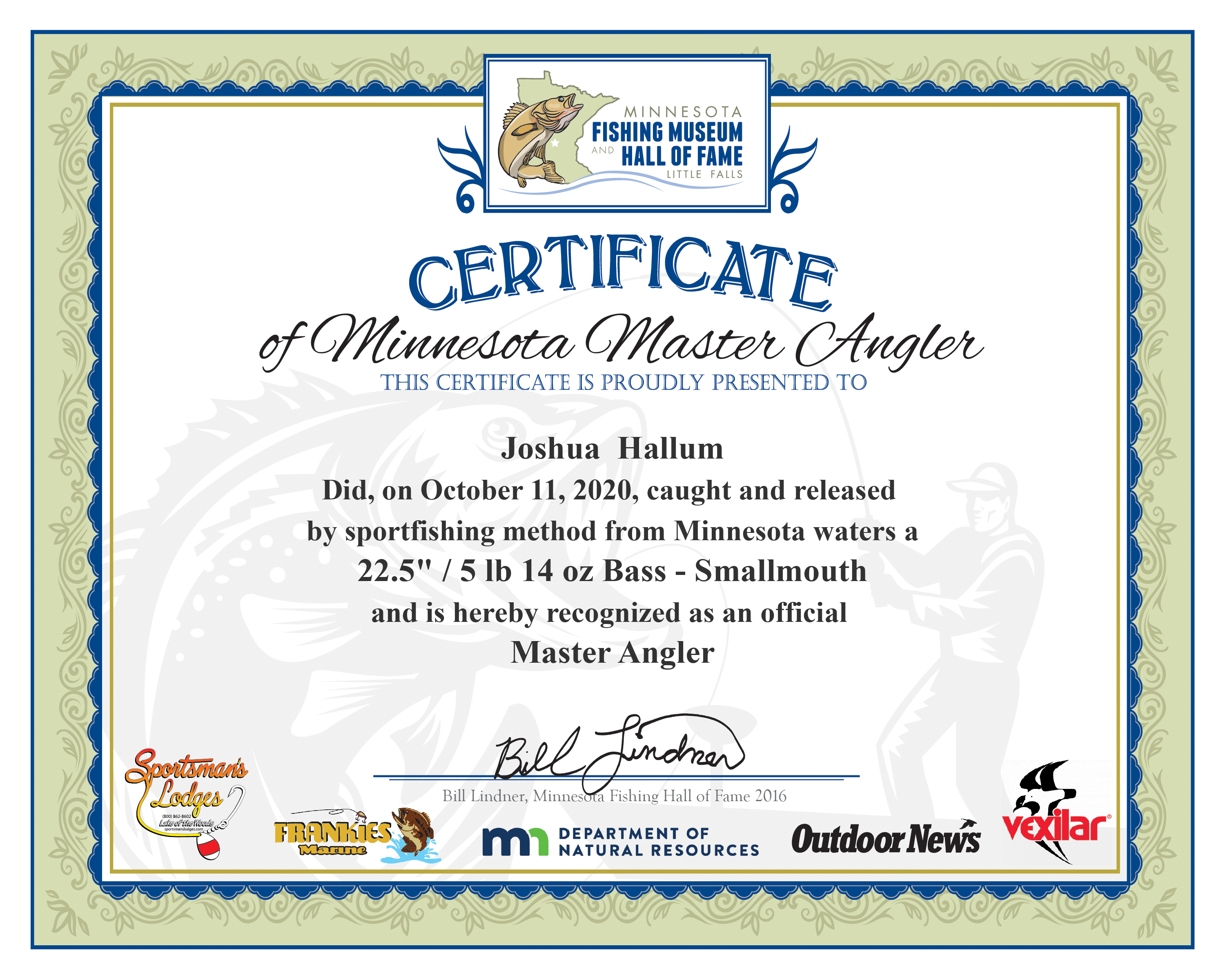 Joshua Hallum - Fishing Hall of Fame of Minnesota