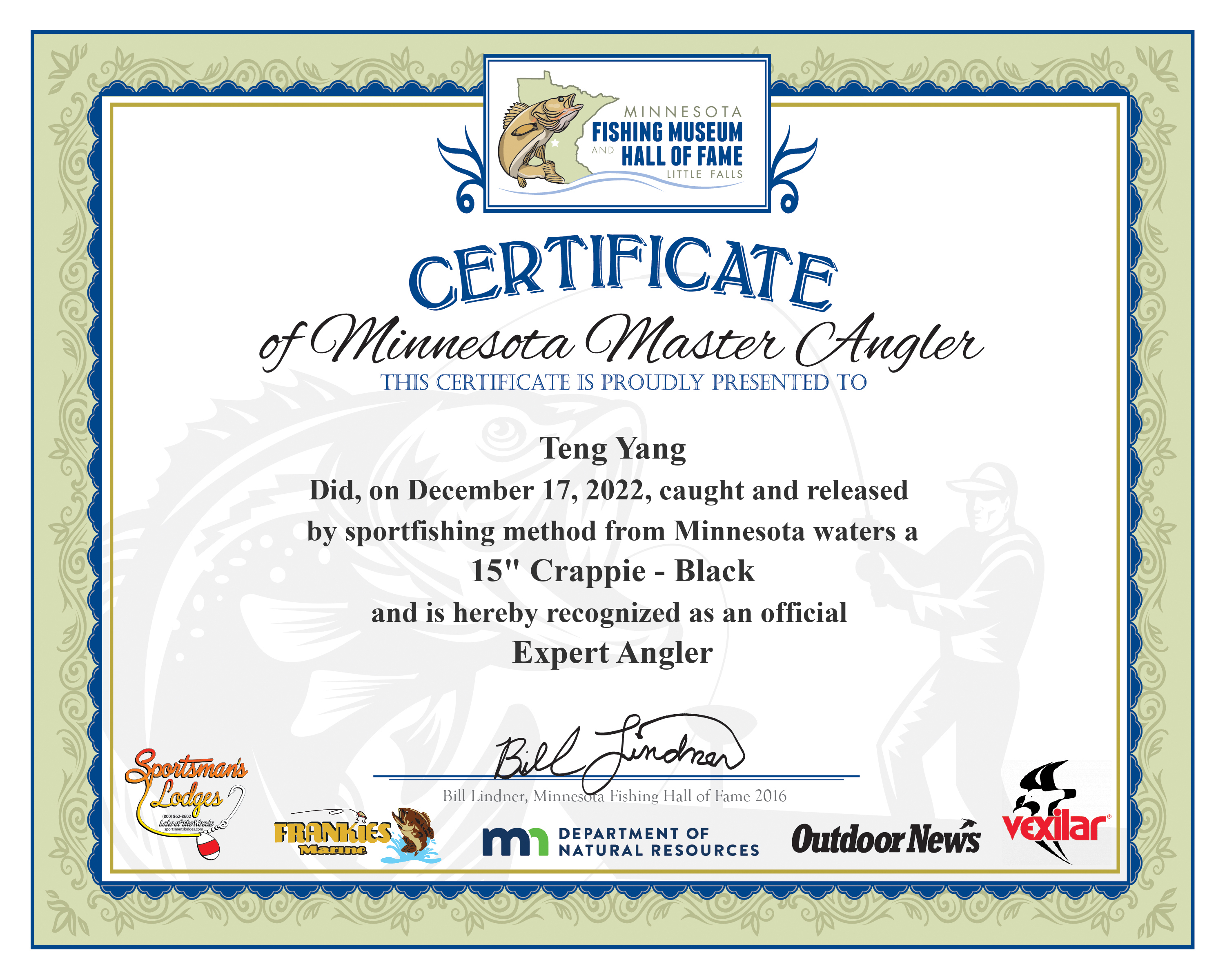 Teng Yang - Fishing Hall of Fame of Minnesota