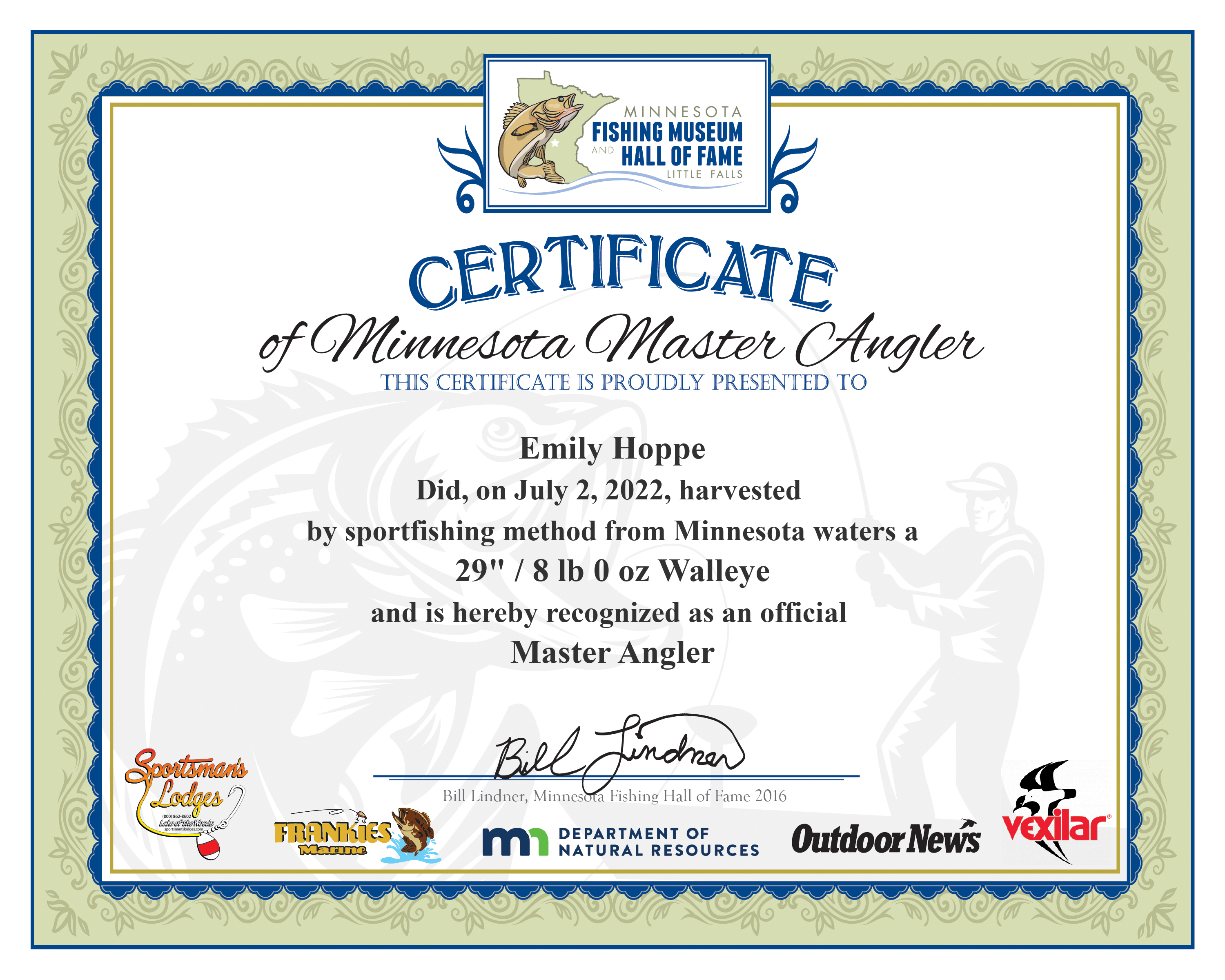 Emily Hoppe - Fishing Hall of Fame of Minnesota