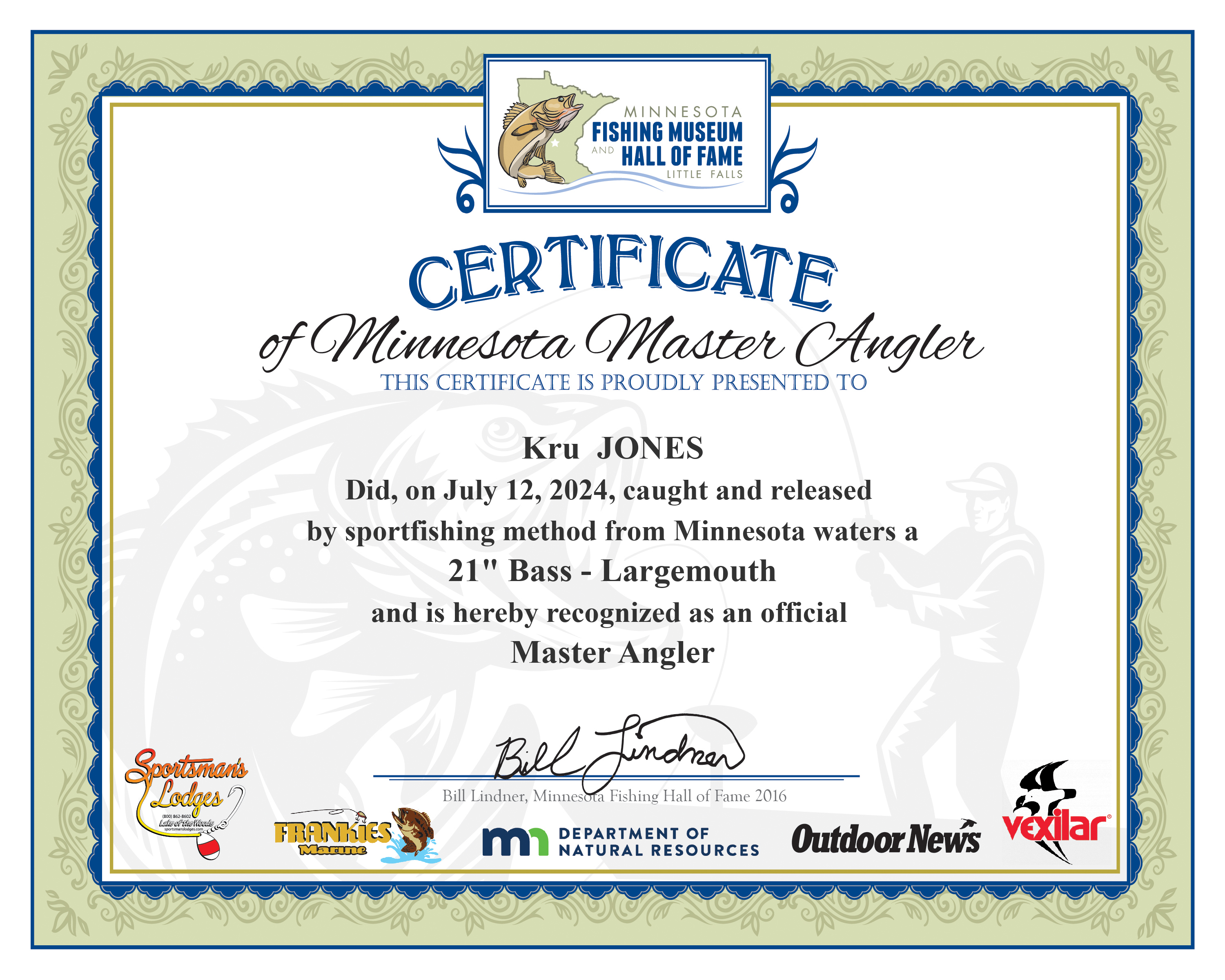 Kru JONES - Fishing Hall of Fame of Minnesota